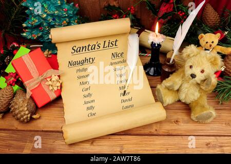 Santa's naughty and nice Christmas list Stock Photo - Alamy