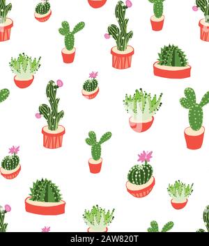 Cactus pattern vector seamless repeating for any web design Stock ...