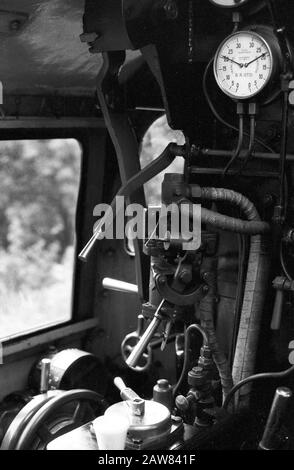Inside the cab of BR standard class 7 70000 Britannia steam locomotive ...