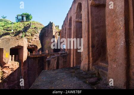 Lalibela, Ethiopia - Nov 2018: View on underground churches in Lalibela ...