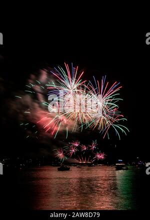 Firework explosions over the harbour from Devil's Point as part of 2022 ...