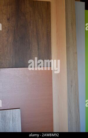 chipboard different colors of the board leaning Stock Photo - Alamy