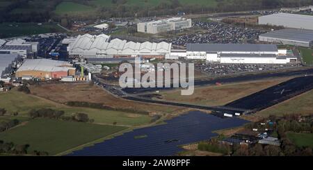 aerial view of BAE Systems Warton aerodrome near Preston, Lancashire ...