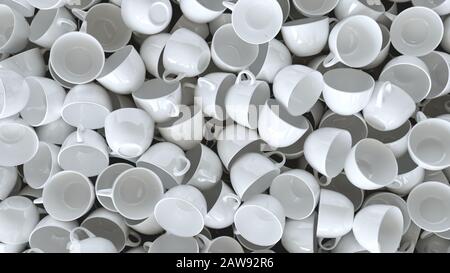 A lot of white cups in a heap - 3D rendering Stock Photo - Alamy