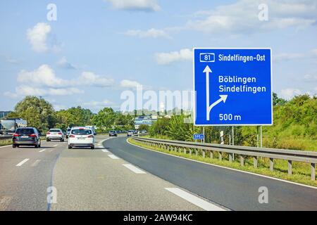 German autobahn motorway exit sign, Ausfahrt, Germany Europe Stock ...