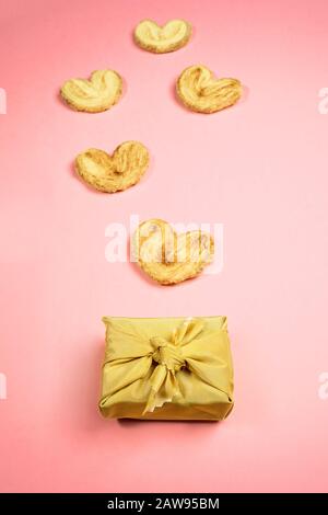 Box of Japanese cookies gift-wrapped in paper and in cloth Stock Photo ...