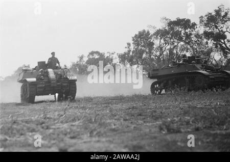 Tank Maneuvers Batavia Maneuvers Squadron Vechtwagens KNIL. Men are ...
