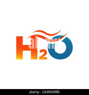custom H2O logo chemical formula for water the letter of H2O vector ...