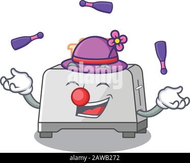 Funny Clown bread toaster cartoon character mascot design Stock Vector ...