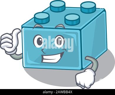 Thumbs up of lego brick toys cartoon design having a board Stock Vector ...