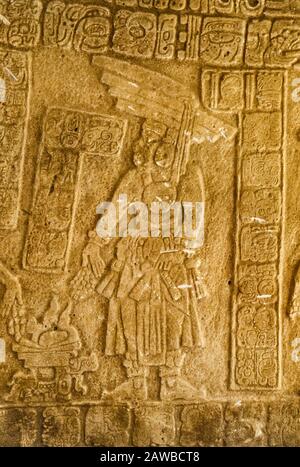 Big Hat stela, visitor center at Nim Li Punit, Maya ruins, Southern ...