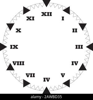 clock dial black triangle signs with rounded vertical numbers on ...