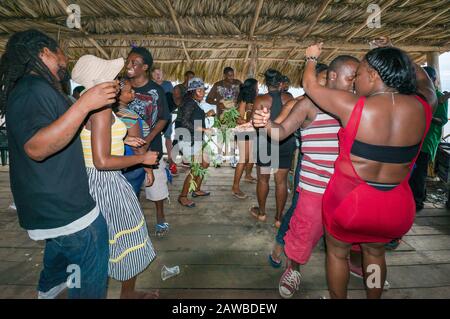 People dancing at annual Garifuna festival, Garifuna Settlement Day ...