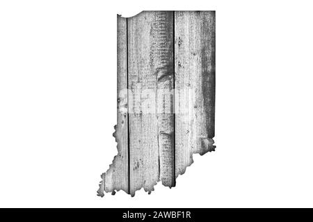 Map of Indiana on weathered wood Stock Photo - Alamy