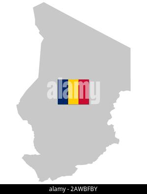Silhouette of the map of chad with its flag Stock Photo - Alamy