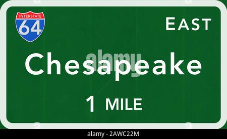 Chesapeake USA Interstate Highway Sign in a Beautiful Cloudy Sunset ...