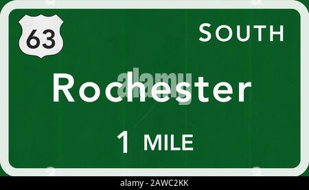 Rochester USA Interstate Highway Sign in a Beautiful Cloudy Sunset ...