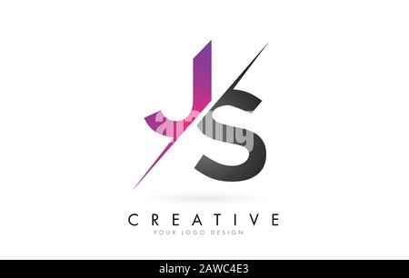 JS J S Purple Letter Logo Design with Creative Liquid Effect Flowing ...