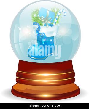 Christmas decorative snow ball with jackboot inside Stock Vector Image ...