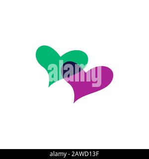 Heart symbol icon - purple simple outlined, isolated - vector ...