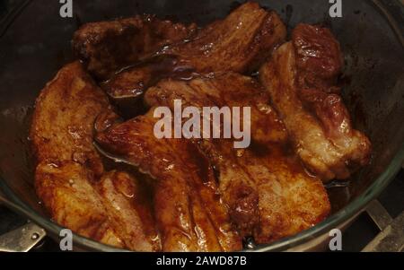 curry pork bone on rice eat with bitter cucumber boiled soup Stock ...