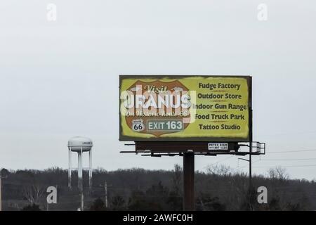 Billboard advertising the Uranus Fudge Factory along Route 66 near St ...
