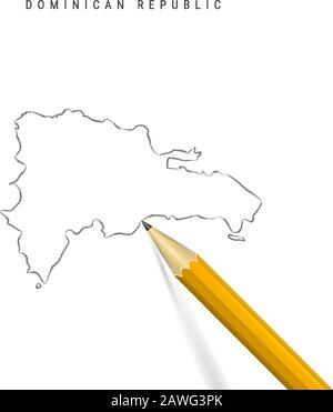 Dominican Republic map hand drawn sketch. Vector concept illustration ...