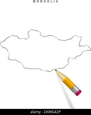 Scribble map of Mongolia. Sketch Country map for infographic, brochures ...
