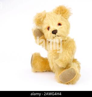 Old scruffy cute teddy bear soft toy Stock Photo - Alamy