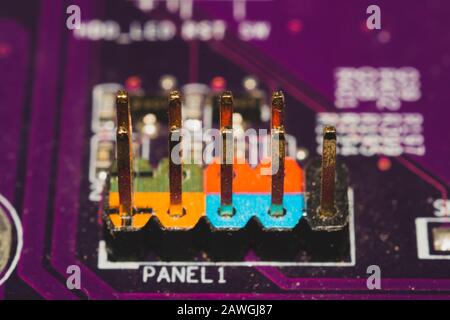 Close-up of power and reset buttons on a computer motherboard Stock ...