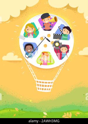 Illustration of Stickman Kids with One Kid Boy Waving Hello to His ...