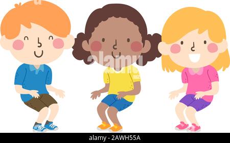 Illustration of Kids Sitting Down on the Floor on a Round Colorful ...