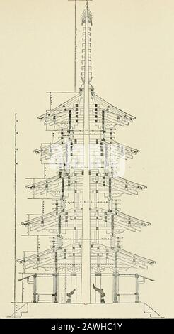 Roof of Five storied Pagoda Goju-no-to in the Shimo Daigo area, Daigoji ...