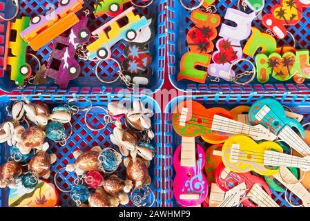 Colorful assortment of cheap plastic baskets in supermarket Shanghai ...