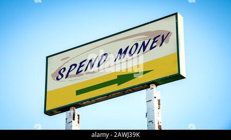 Street Sign the Direction Way to Spend Money Stock Photo - Alamy