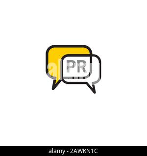 PR agency icon with comments bubbles, public relations icon, yellow ...