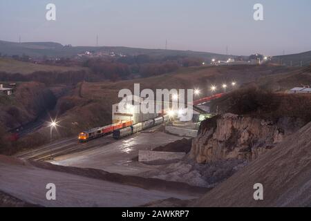 Quarry sidings at Dove Holes quarry, Peak Forest, Buxton class 56 ...