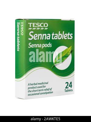 Box of senna tablets (senna pods) a herbal medicinal product for the ...