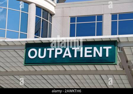 Outpatient Sign over a Hospital Outpatient Services Entrance Stock ...