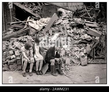 1940’s Nazi London Blitz Bombing Archive Boy 5-9 years seated in ...