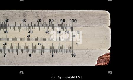 Old pocket slide rule mechanical calculator Stock Photo - Alamy