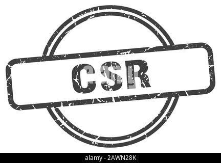 Grunge black CSR Corporate social responsibility word round rubber seal ...