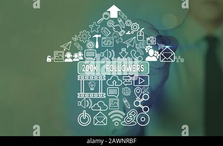 Word writing text 200K Followers. Business photo showcasing number of ...