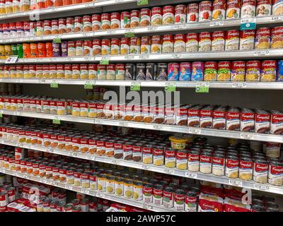 Orlando, FL/USA-2/6/20: The Campbells soup aisle at a Publix grocery ...