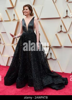 Geena Davis arrives at the Oscars on Sunday, Feb. 9, 2020, at the Dolby ...