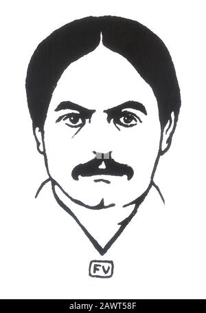 The french writer ALFRED JARRY ( 1873 - 1907 ) leaving his house at ...