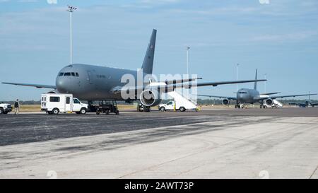 A KC-46 Pegasus aircraft from the 905th Air Refueling Squadron located ...