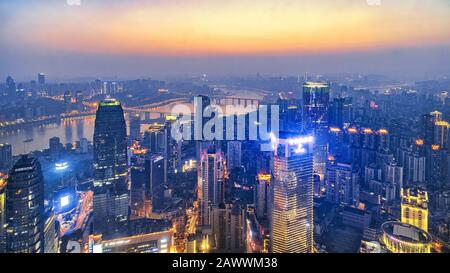 The picture shows the intersection of Yangtze river and jialing river ...