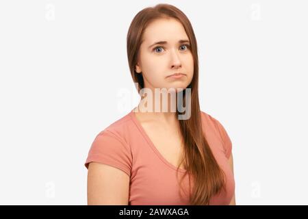 Emotionally wounded woman sad expression on face Stock Photo - Alamy