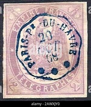 France 1868 telegraph stamp Stock Photo - Alamy